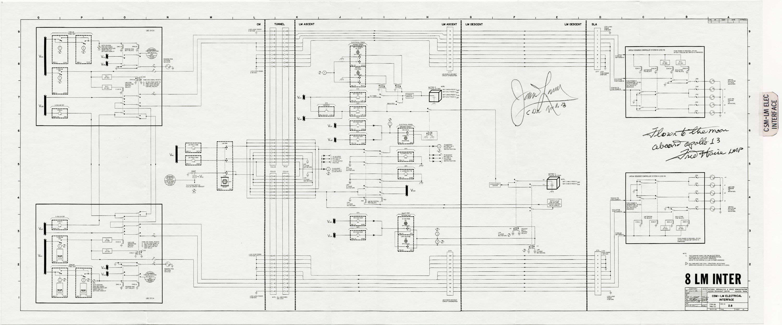 Apollo 13 Flown to the Moon CSM-LM Elec Interface Schematic