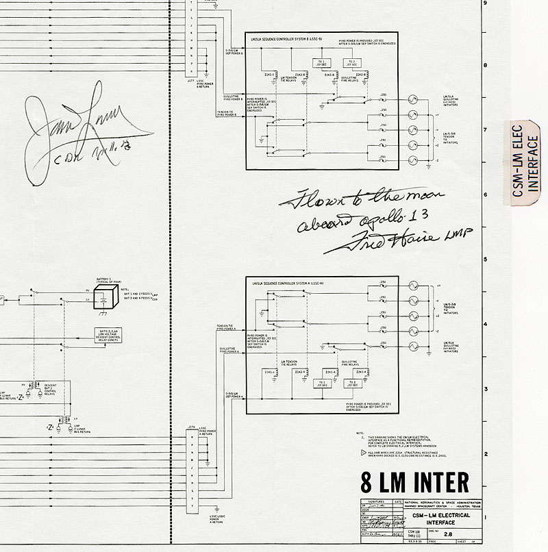 Apollo 13 Flown to the Moon CSM-LM Elec Interface Schematic