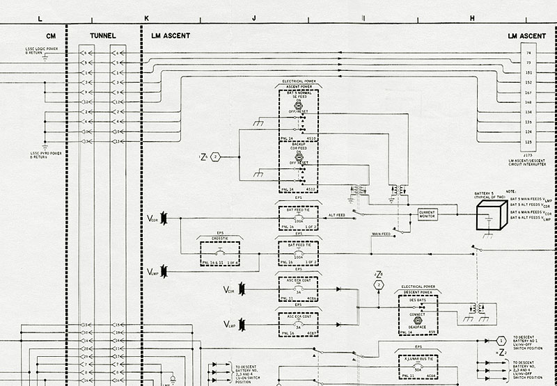 Apollo 13 Flown to the Moon CSM-LM Elec Interface Schematic