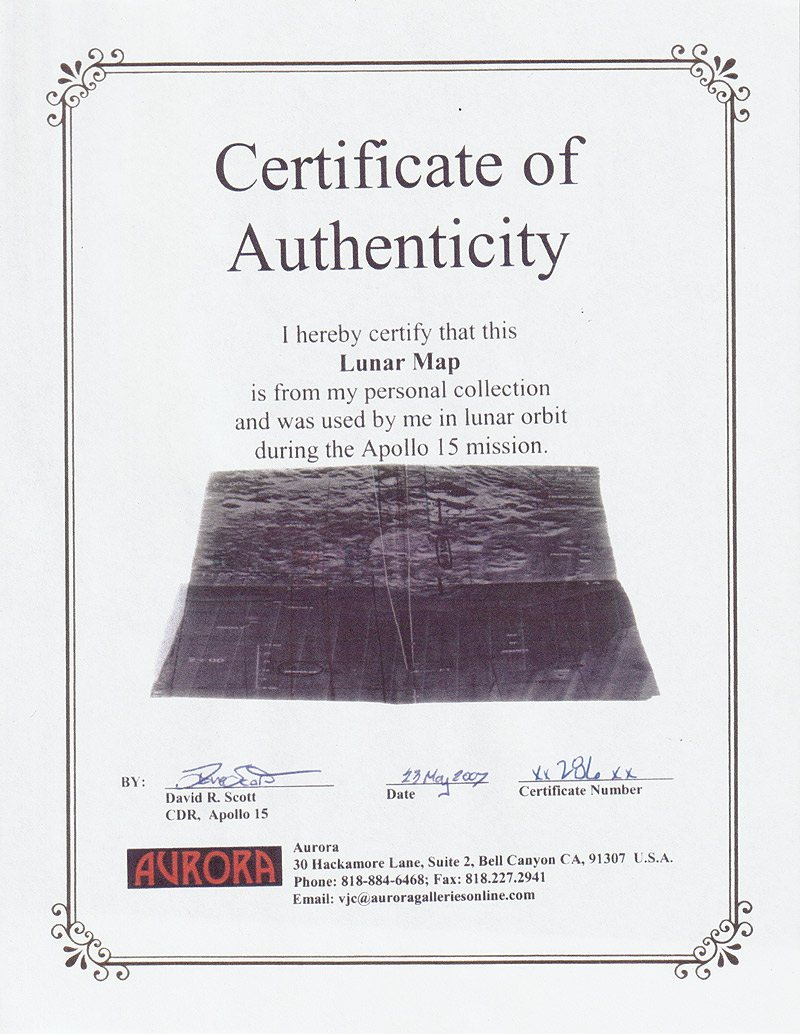 Apollo 15 Flown Map Framed