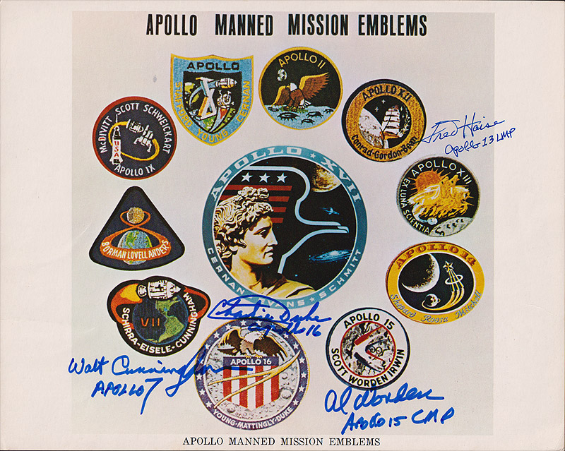 Apollo Astronauts Multisigned Emblems Litho